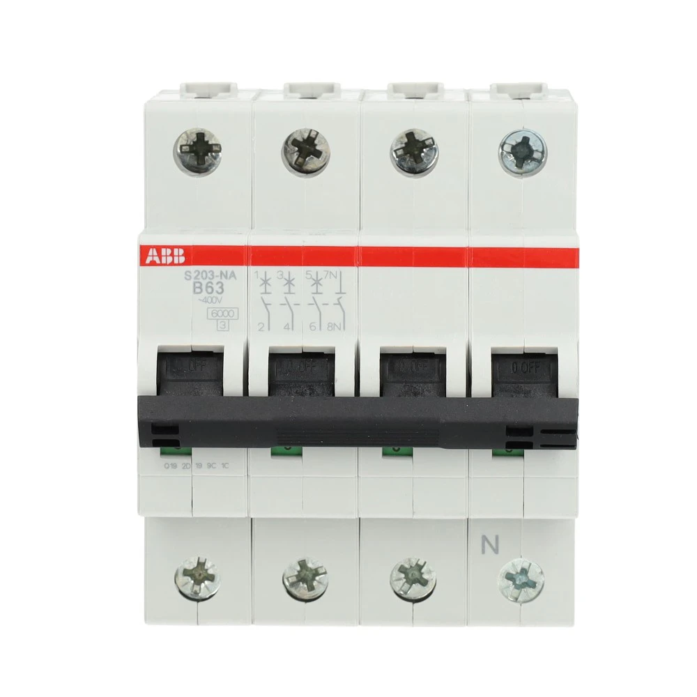 ABB installatieautomaat 3-polig + nul 63A B-kar (S203-B63NA ...