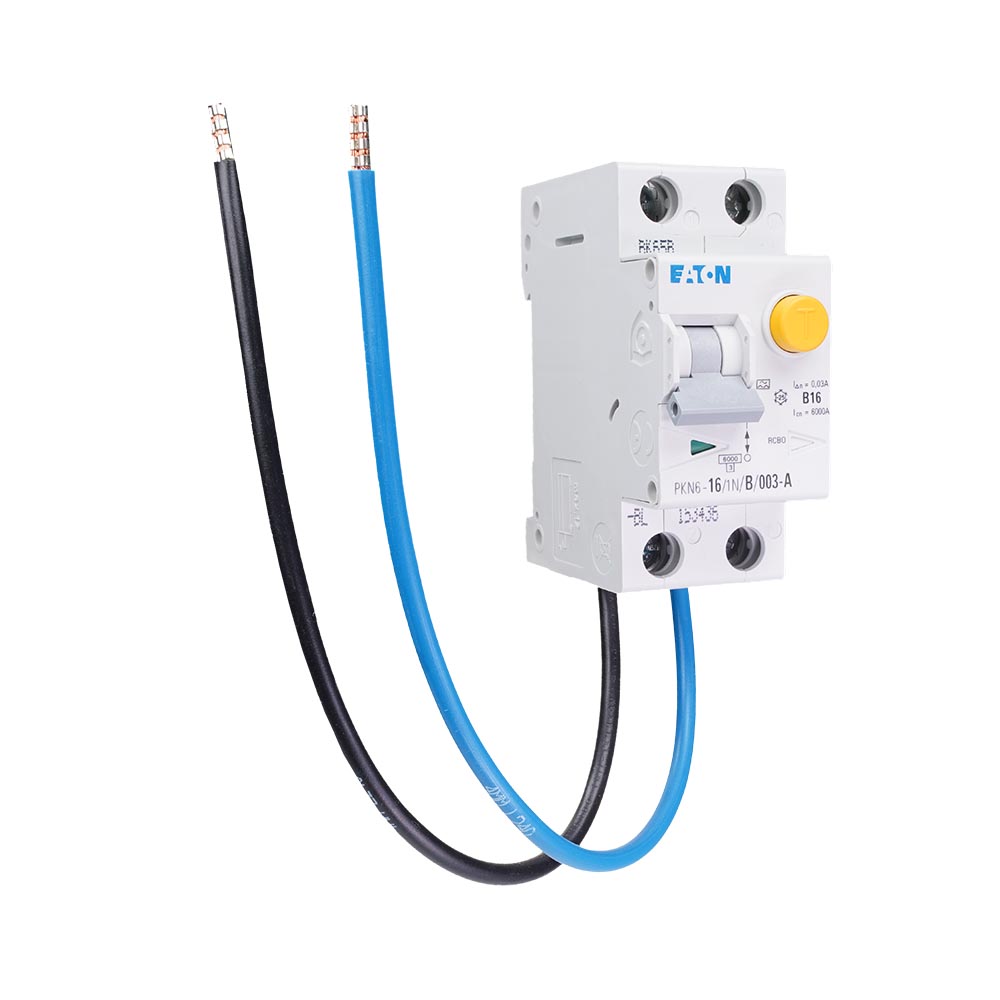 Eaton aardlekautomaat 1-polig+nul 16A B-kar 30mA (PKN6-16-1N-B-003-A-MW-FLO) | Groepenkastbestellen