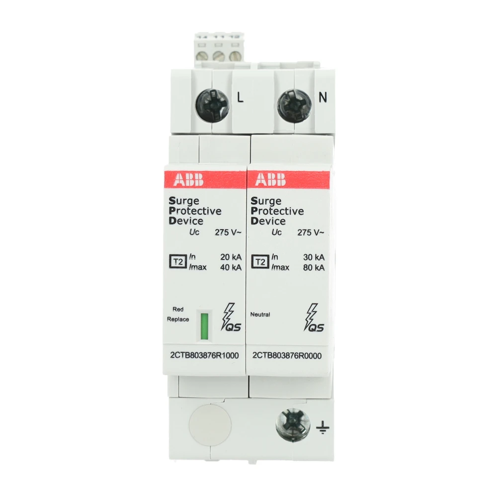 ABB Componenten overspanningsbeveiliging type 2 1-polig+nul met meldcontact (OVR T2 1N 40-275 P ...