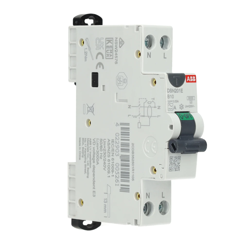 ABB Componenten aardlekautomaat 1-polig+nul 10A B-kar 30mA (DSN201E B10 ...