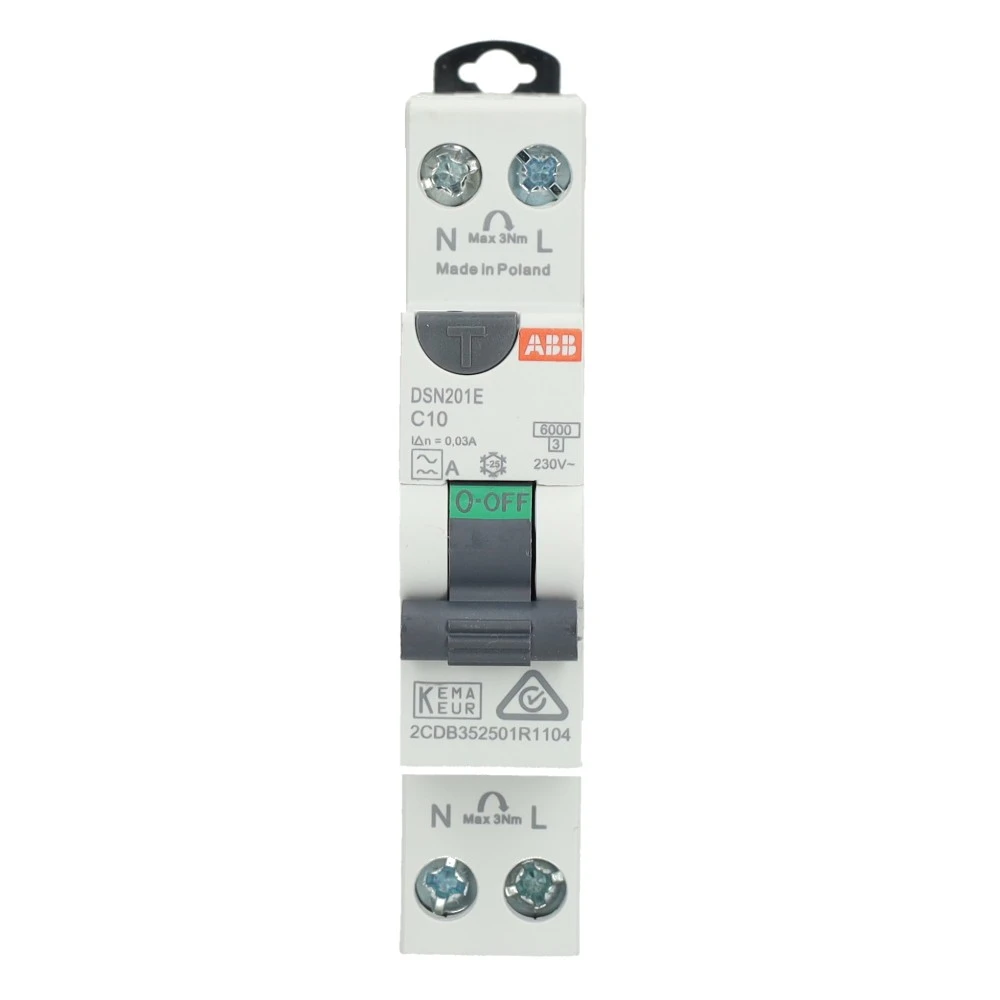 ABB Componenten aardlekautomaat 1-polig+nul 10A C-kar 30mA (DSN201E C10 ...