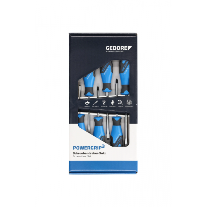 GEDORE 3-comp schroevendraaierset met slagkap 6-delig (SK 2154 PH-06) | Groepenkastbestellen