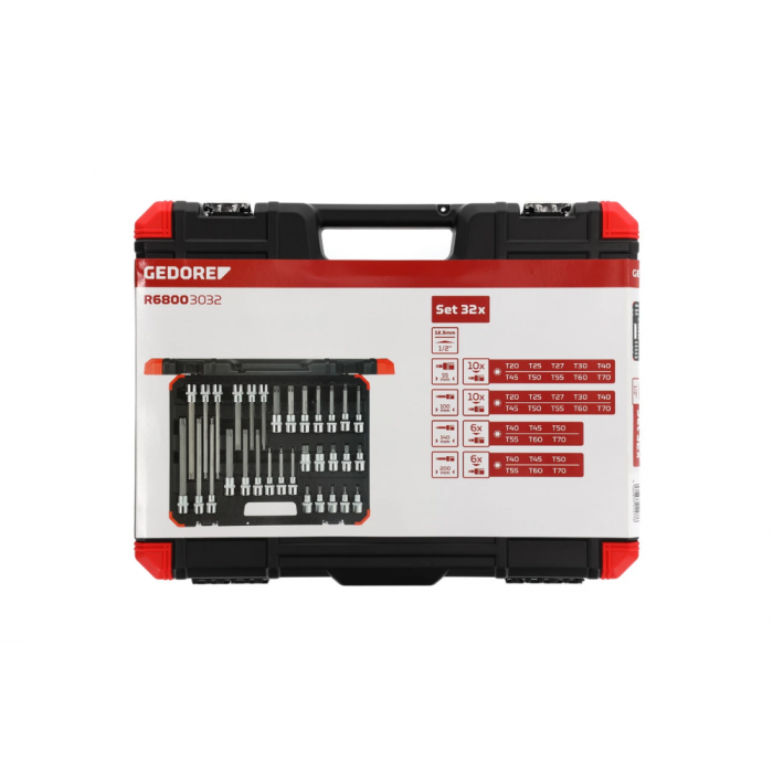 GEDORE RED torx sleutelset TX 1/2" binnenvierkant 32-delig (R68003032 ...
