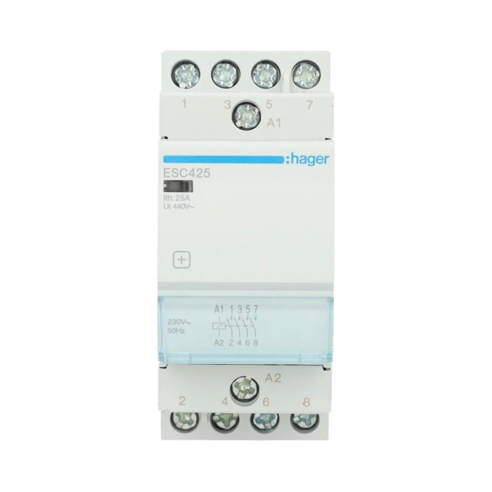 Hager magneetschakelaar 230V 25A 4 maak (ESC425) | Groepenkastbestellen