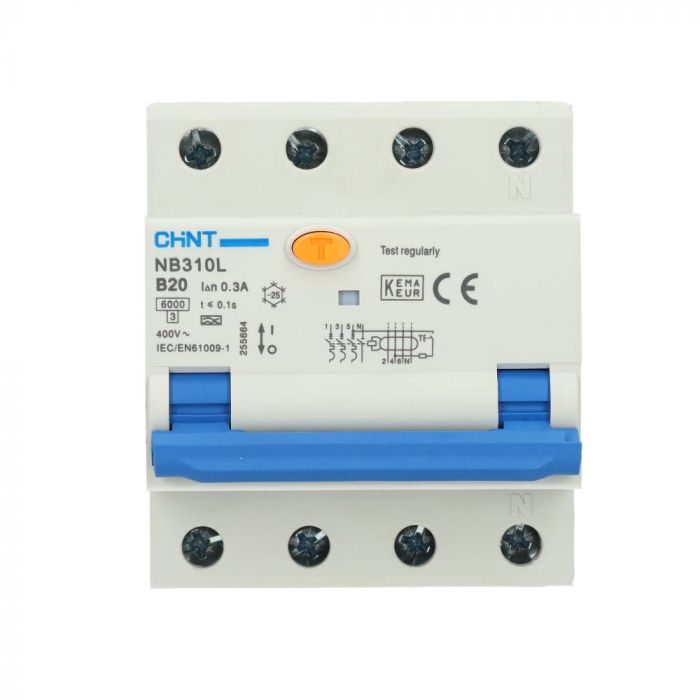 Chint aardlekautomaat 3-polig+nul 20A B-kar 300mA (2015B20300) | Groepenkastbestellen