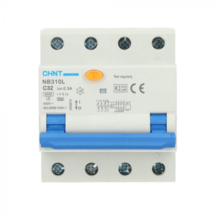 Chint aardlekautomaat 3-polig+nul 32A C-kar 300mA (2015C32300) | Groepenkastbestellen