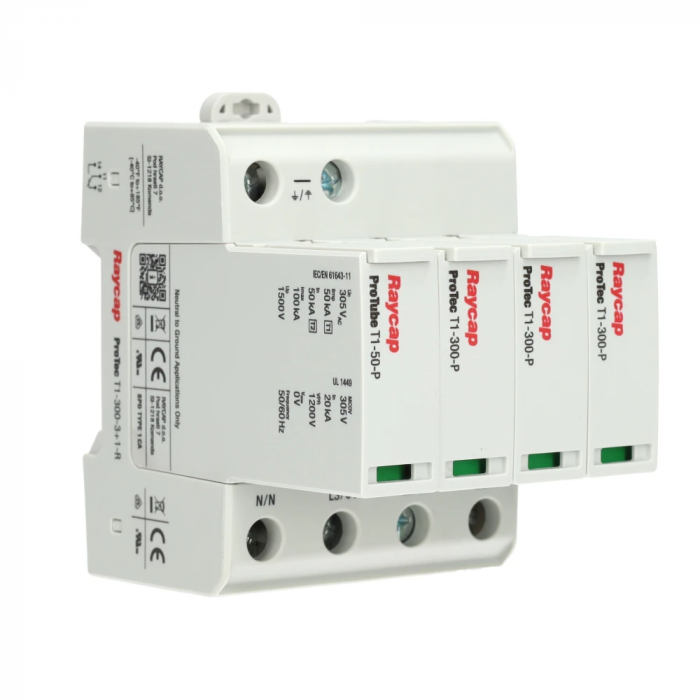 Raycap overspanningsbeveiliging type 1+2 TT/TN-S (Protec T1-300-3+1-R) | Groepenkastbestellen