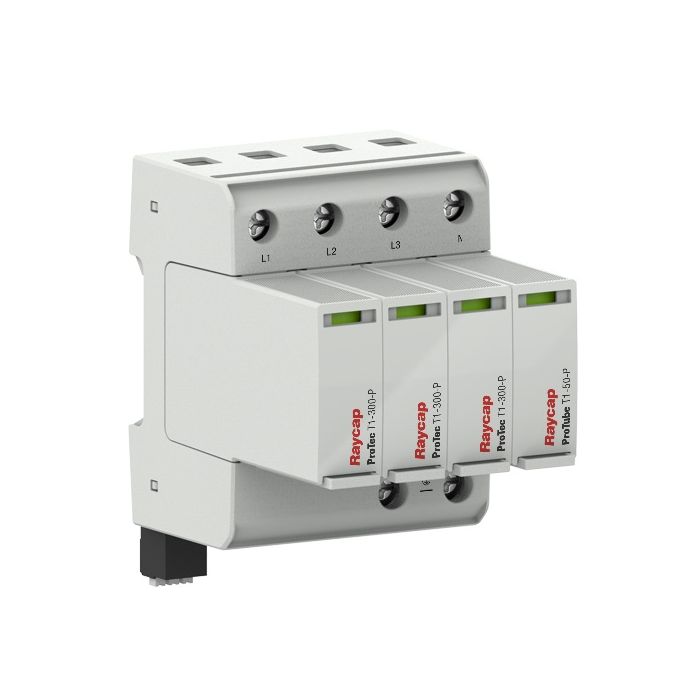 Raycap overspanningsbeveiliging type 1+2 TN-S (Protec T1-300-4+0-R) | Groepenkastbestellen